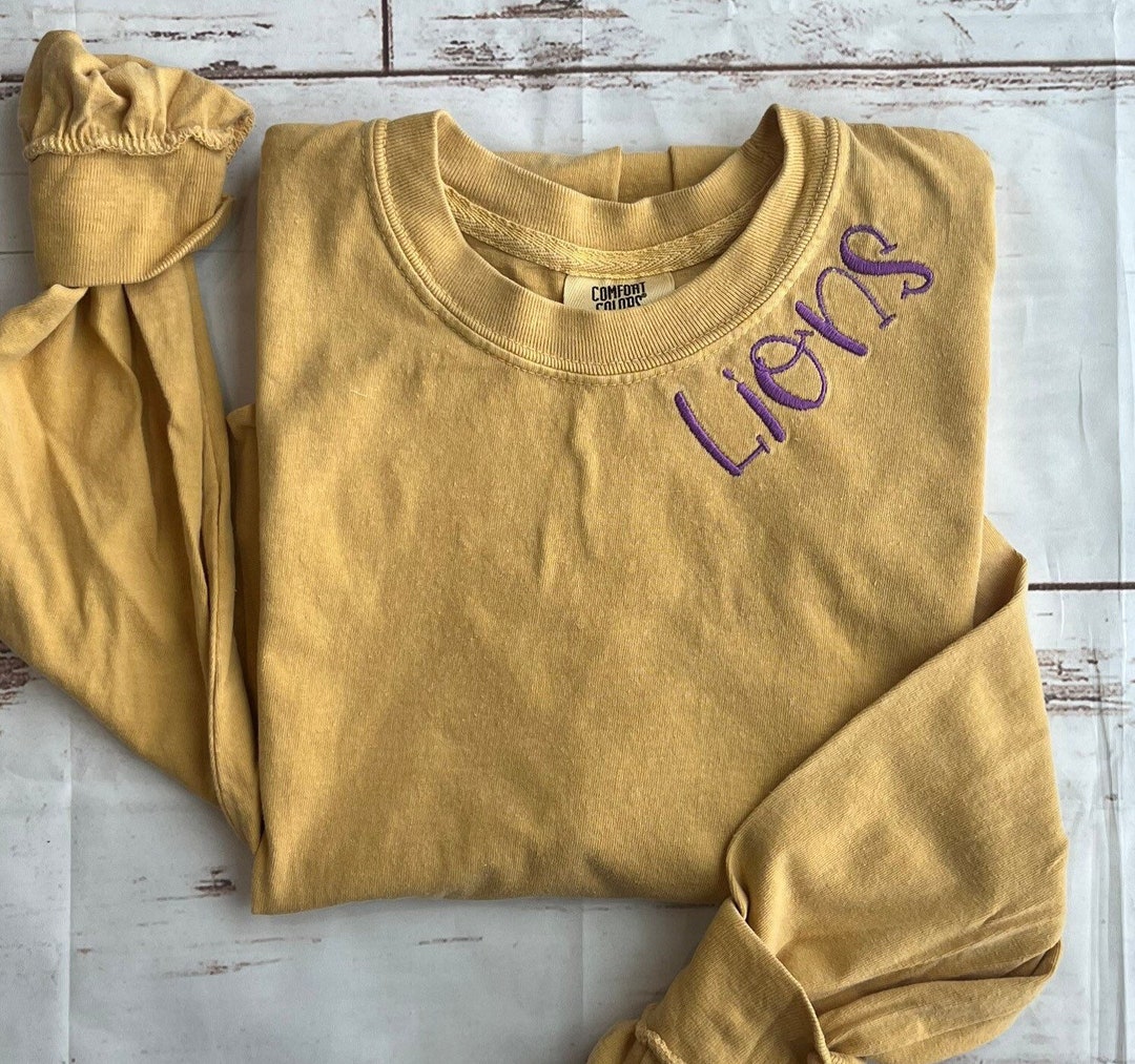 Custom Embroidered Collar Design, School Mascot, Tonal Comfort Colors ...