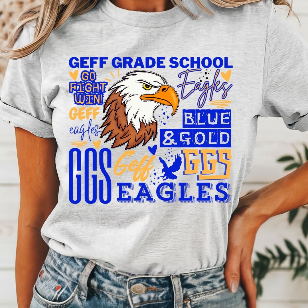 Geff Grade School Eagles Custom School Typography Shirts, Custom Colors ...