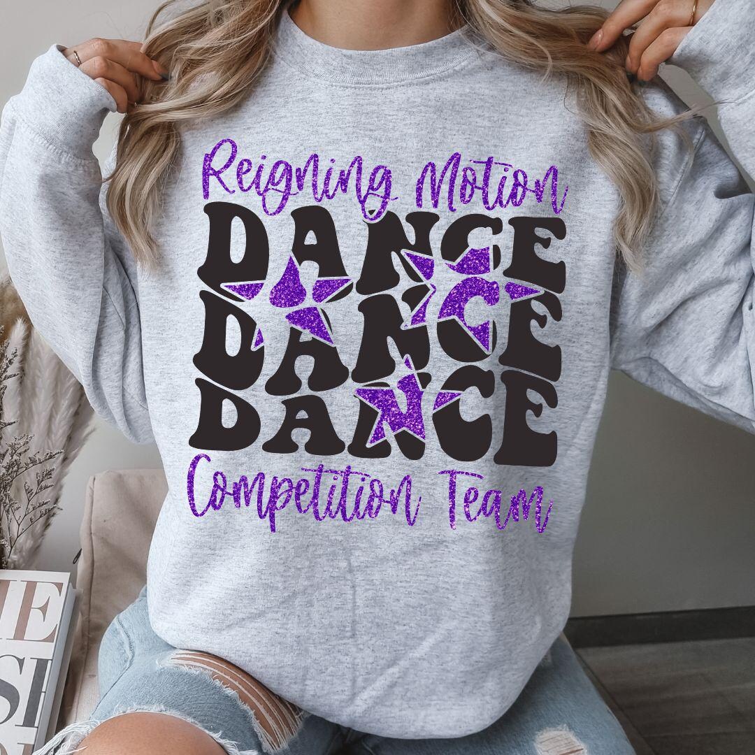 Reigning Motion Competition Team Shirt, Purple Glitter Dance Shirt ...