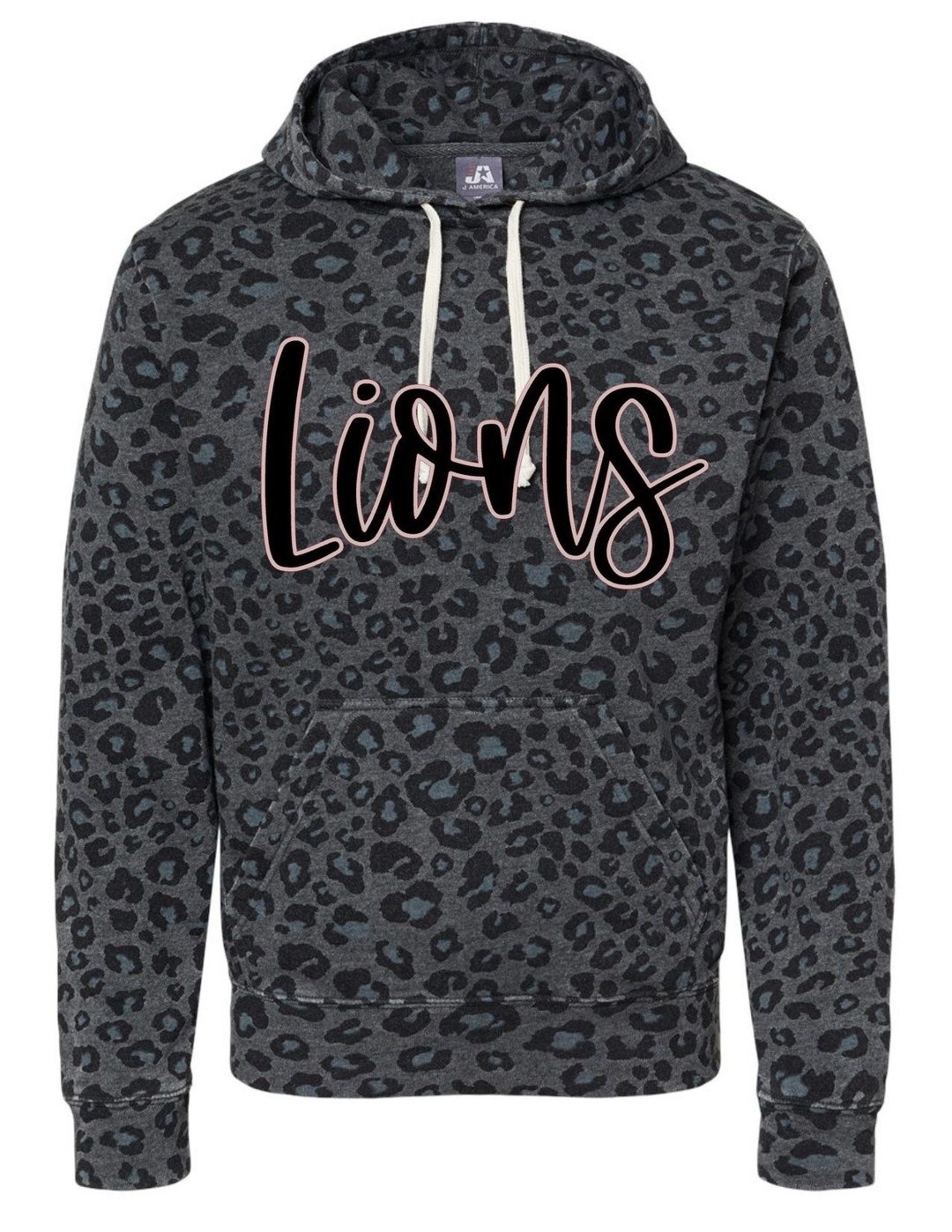 Black Leopard Print Hoodie, Custom Mascot, Lions Leopard Print Hoodie ...