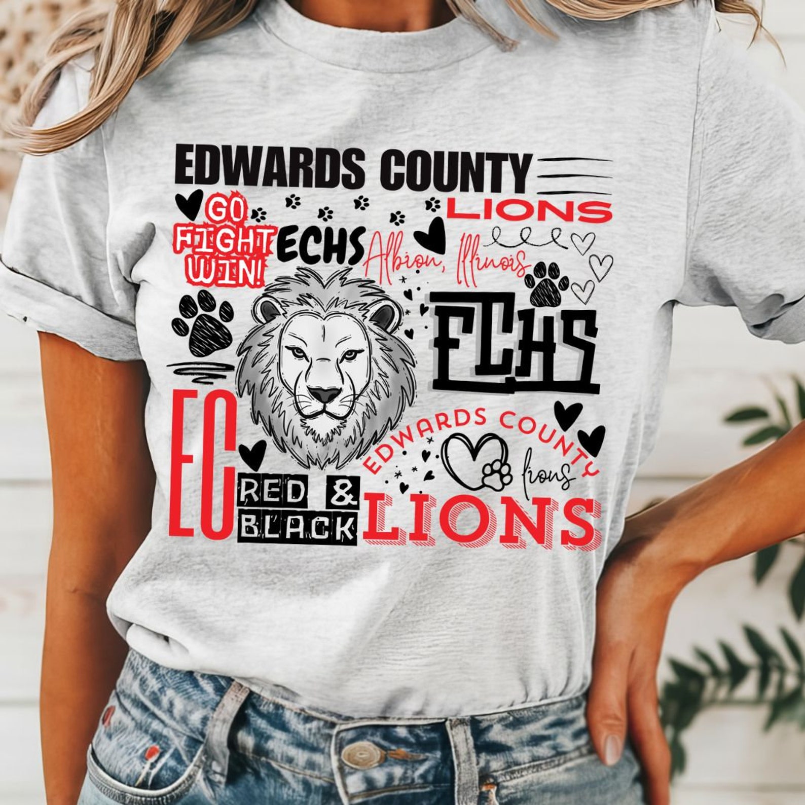 Edwards County Lions Custom School Typography Shirts, Custom Colors ...