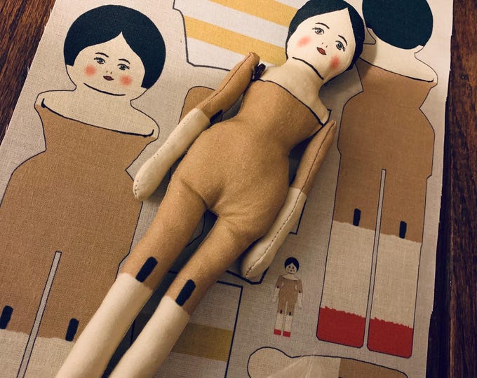 LAST KIT | Printed Cloth Peg Doll Sewing Kit | Wood Peg Doll | Dutch ...