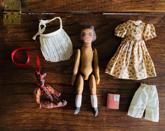 Kit to Create a Cloth Hitty Doll With Mini Antique Bear, a Paper Outfit ...