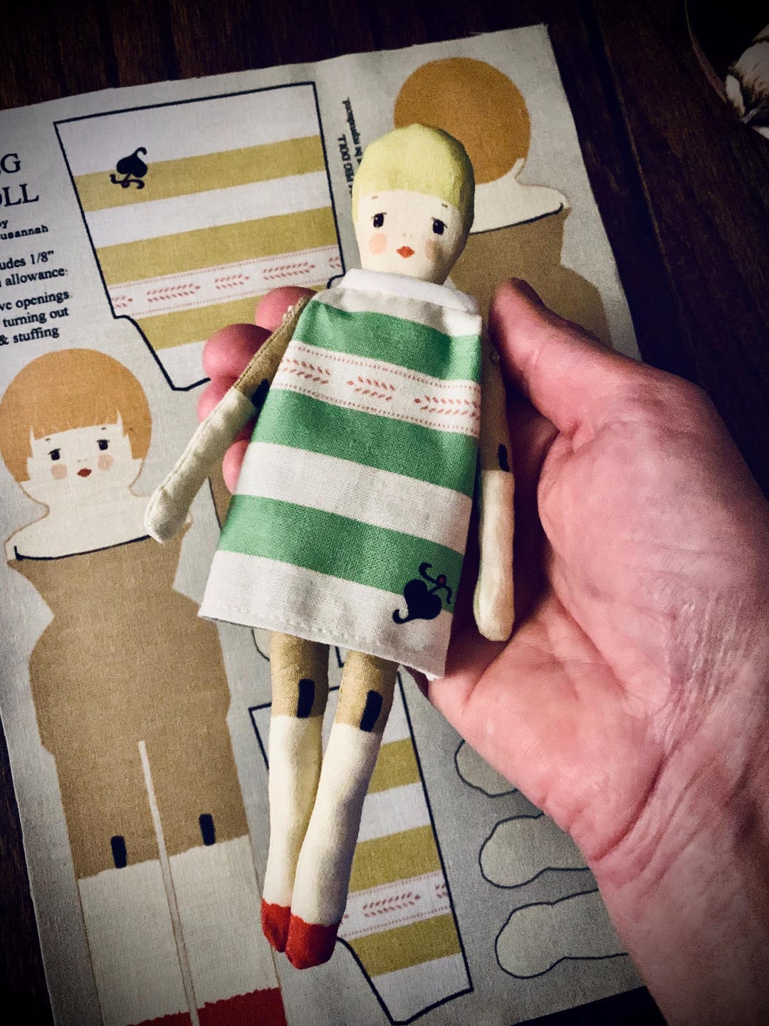 LAST KIT | YELLOW Printed Cloth Peg Doll Sewing Kit | Dutch Doll ...