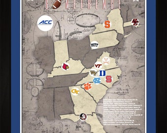FBS College Football Stadiums Teams Location Map 24x18 - Etsy