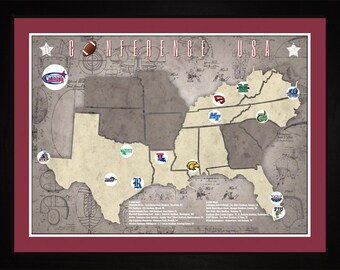 FBS College Football Stadiums Teams Location Map 24x18 | Etsy