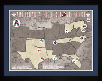 FBS College Football Stadiums Teams Location Map 24x18 - Etsy