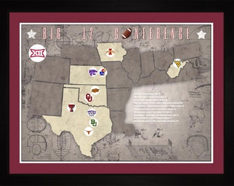 FBS College Football Stadiums Teams Location Map 24x18 | Etsy