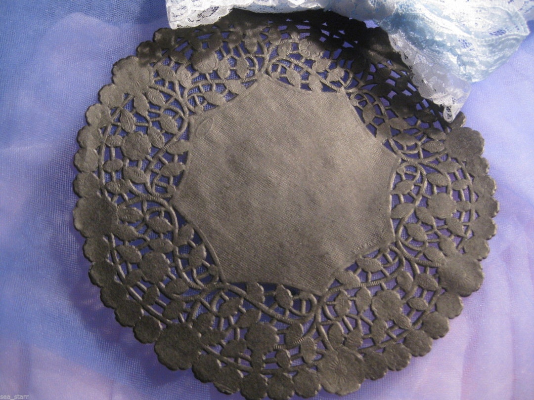 20 Pcs 8" Inch Round Black PAPER LACE Doilies Craft Cards Goth FLORAL ...