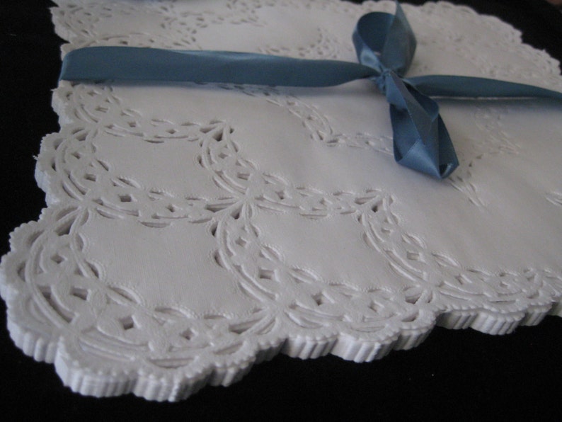 12 Inch Square White Paper Doilies Scalloped Corners | Etsy
