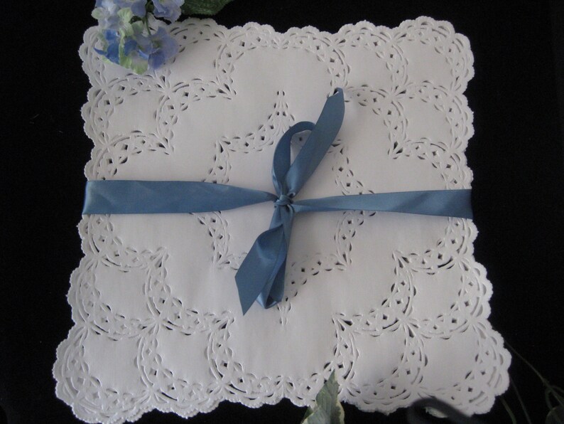 12 Inch Square White Paper Doilies Scalloped Corners | Etsy