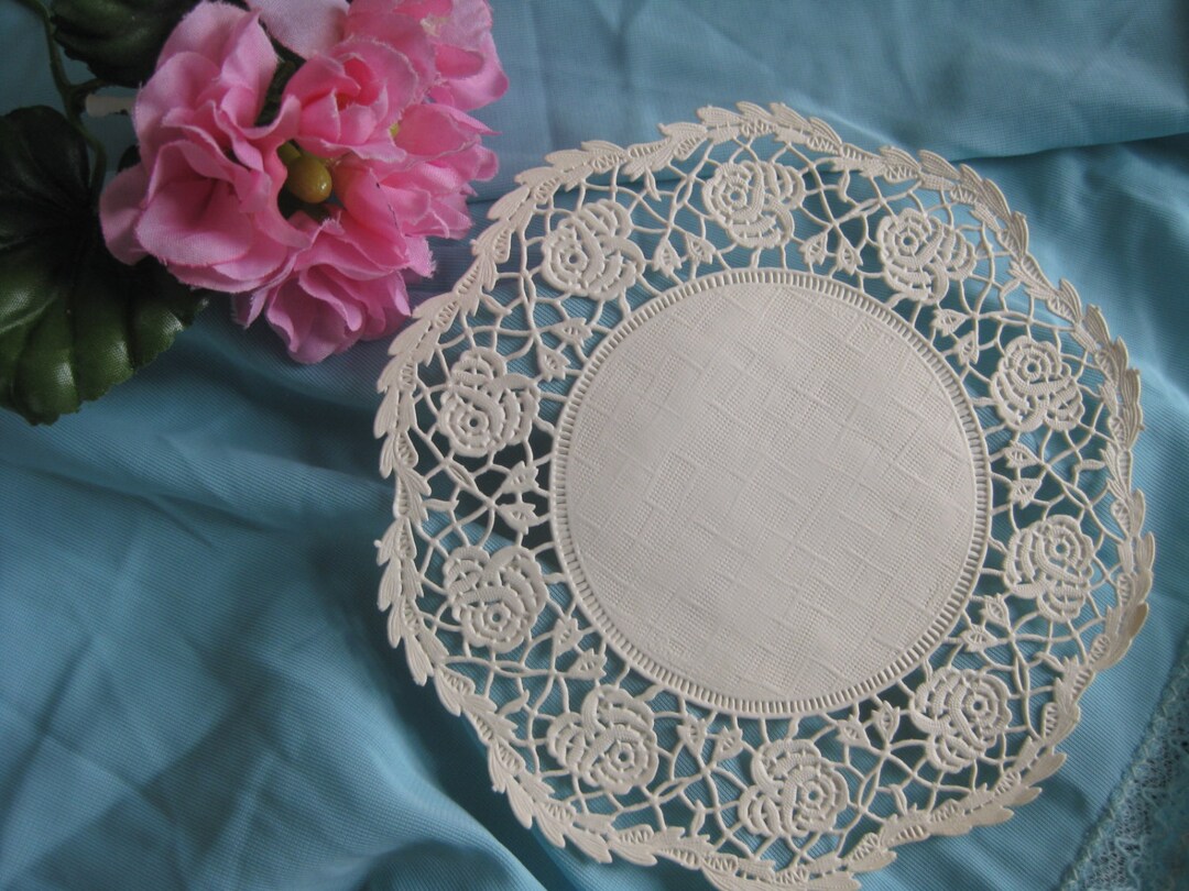 10 Pcs VTG 5" Inch off White Ivory Rose Floral Lace Paper Doily Round ...