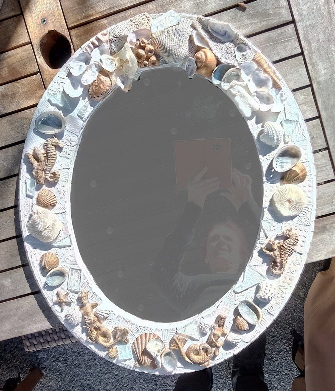 Enchanting "mermaid Wedding" 19 X 24 In. Mosaic & Seashell Mirror W ...