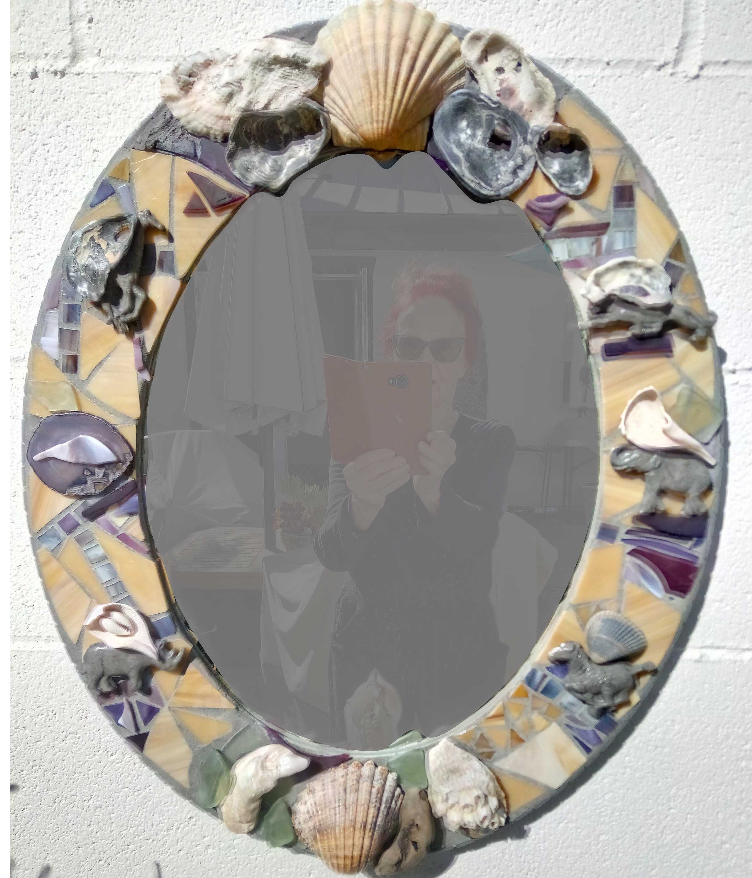 Hidden Jungle "sea Safari" Mosaic Mirror on 19 X 23" Wood Base, Hand ...