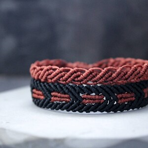 Black Knotted Men Bracelet, Handmade Thread Luxury Everyday Casual ...