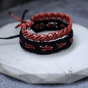 Black knotted men bracelet handmade thread luxury everyday | Etsy