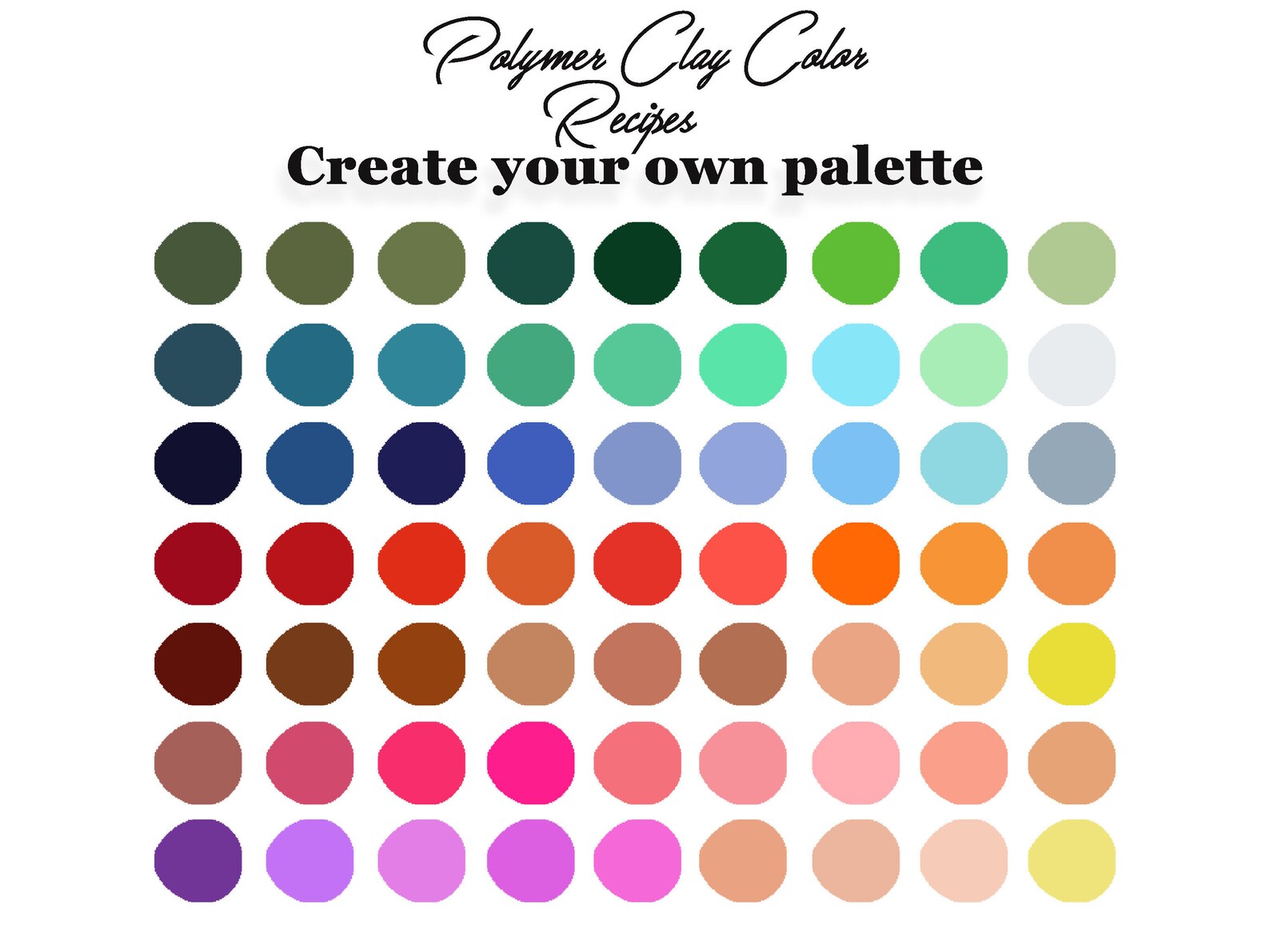 Digital Download Polymer Clay colors Clay coloring recipes | Etsy