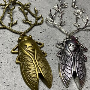 Cicada Insect Bug Necklace Silver or Bronze, Rustic Necklace, Large ...