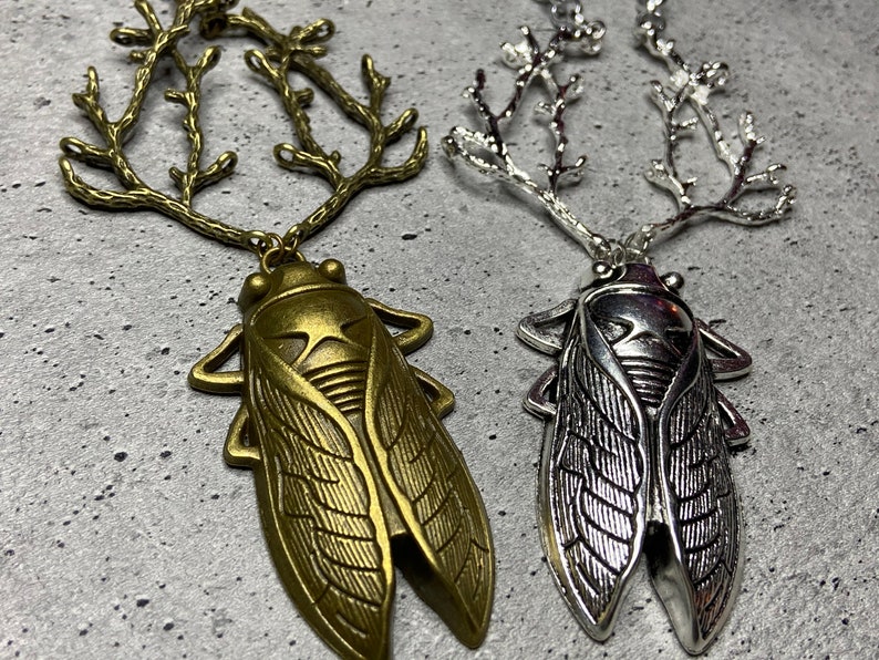 Cicada Insect Bug Necklace Silver or Bronze Rustic Necklace | Etsy