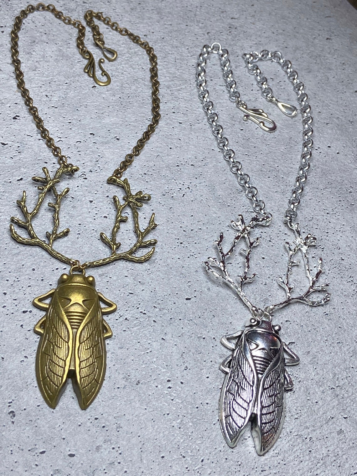 Cicada Insect Bug Necklace Silver or Bronze Rustic Necklace | Etsy