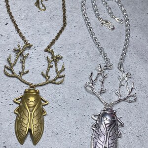 Cicada Insect Bug Necklace Silver or Bronze, Rustic Necklace, Large ...