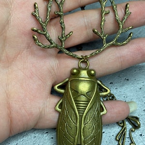 Cicada Insect Bug Necklace Silver or Bronze, Rustic Necklace, Large ...