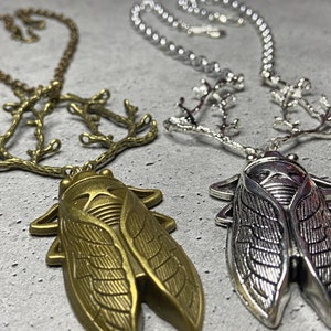 Cicada Insect Bug Necklace Silver or Bronze, Rustic Necklace, Large ...