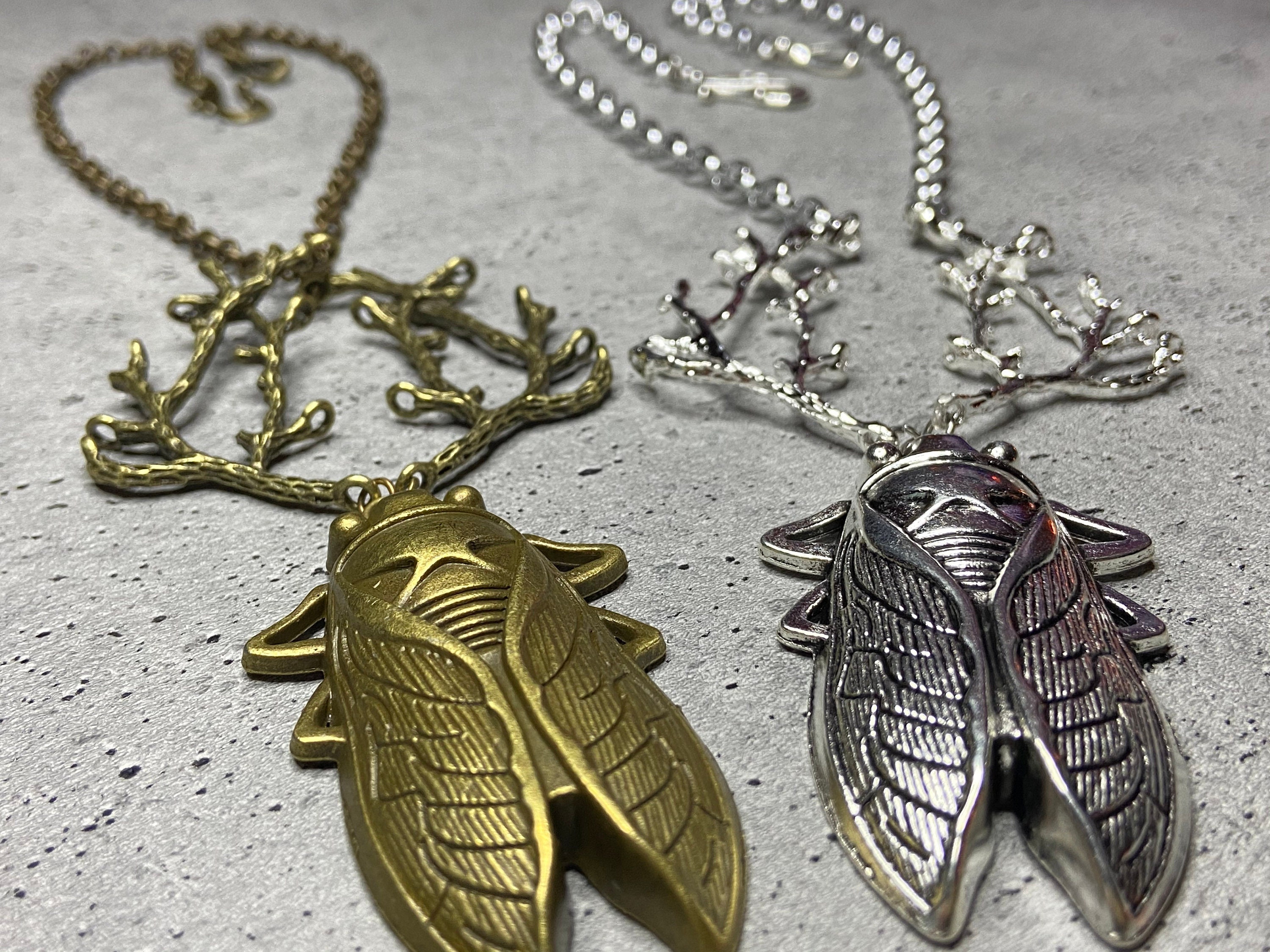 Cicada Insect Bug Necklace Silver or Bronze Rustic Necklace | Etsy
