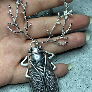 Cicada Insect Bug Necklace Silver or Bronze, Rustic Necklace, Large ...