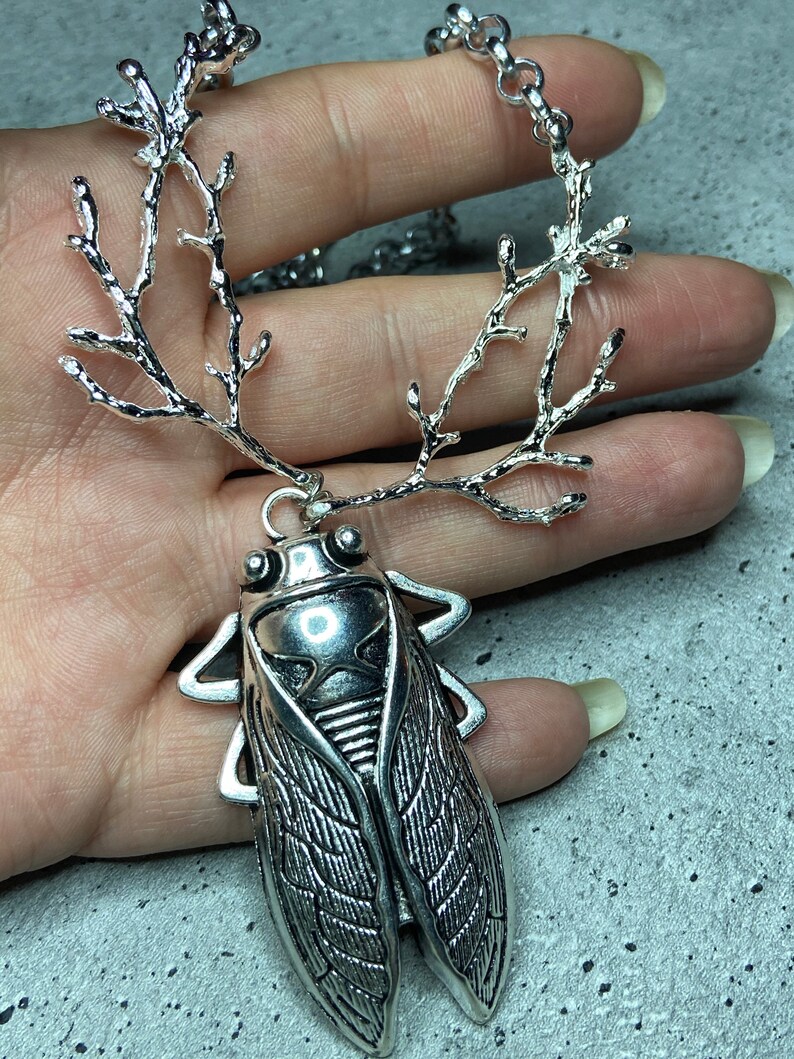 Cicada Insect Bug Necklace Silver or Bronze Rustic Necklace | Etsy