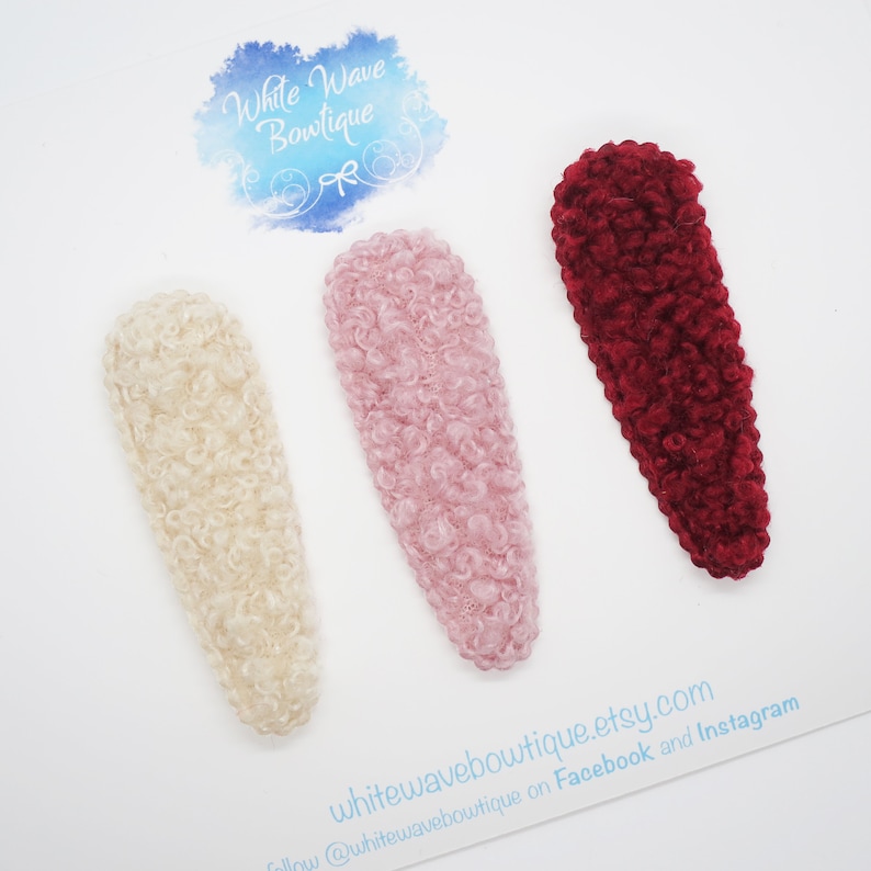 Soft Snap Clips, Teddy Fur Clip, Plush Hair Clip, Faux Fur Slide ...