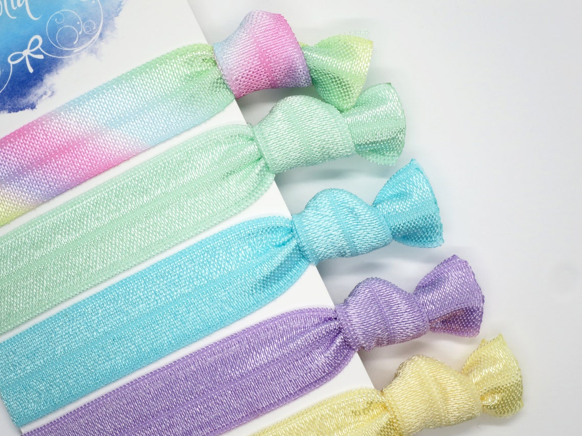 Pastel Hair Ties, Rainbow Hairbands, Easter Hairtie, Ponytail Holder ...