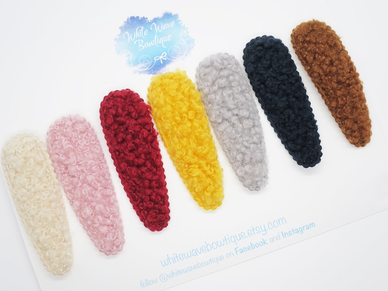 Soft Snap Clips Teddy fur clip plush hair clip faux fur | Etsy