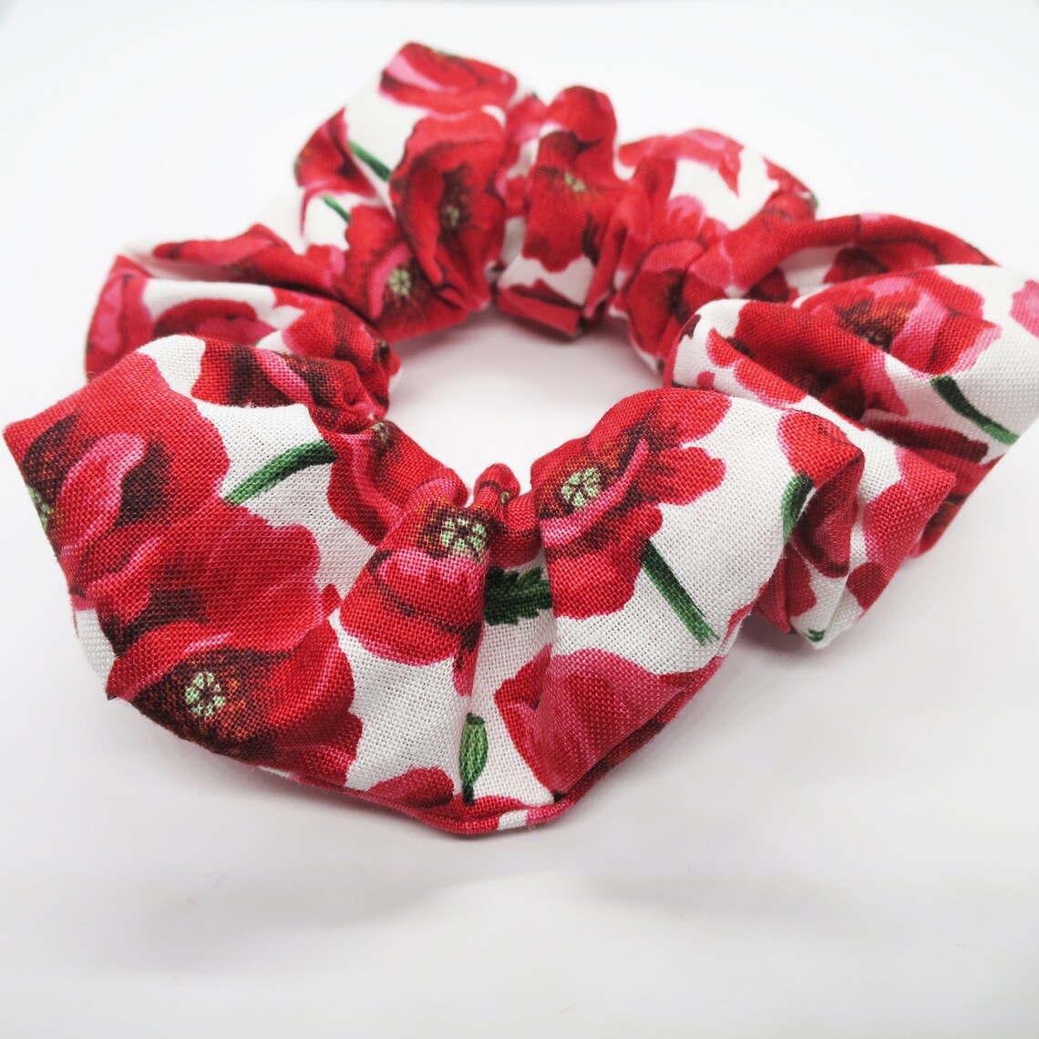 Poppy scrunchie red scrunchie floral hair band red hair | Etsy