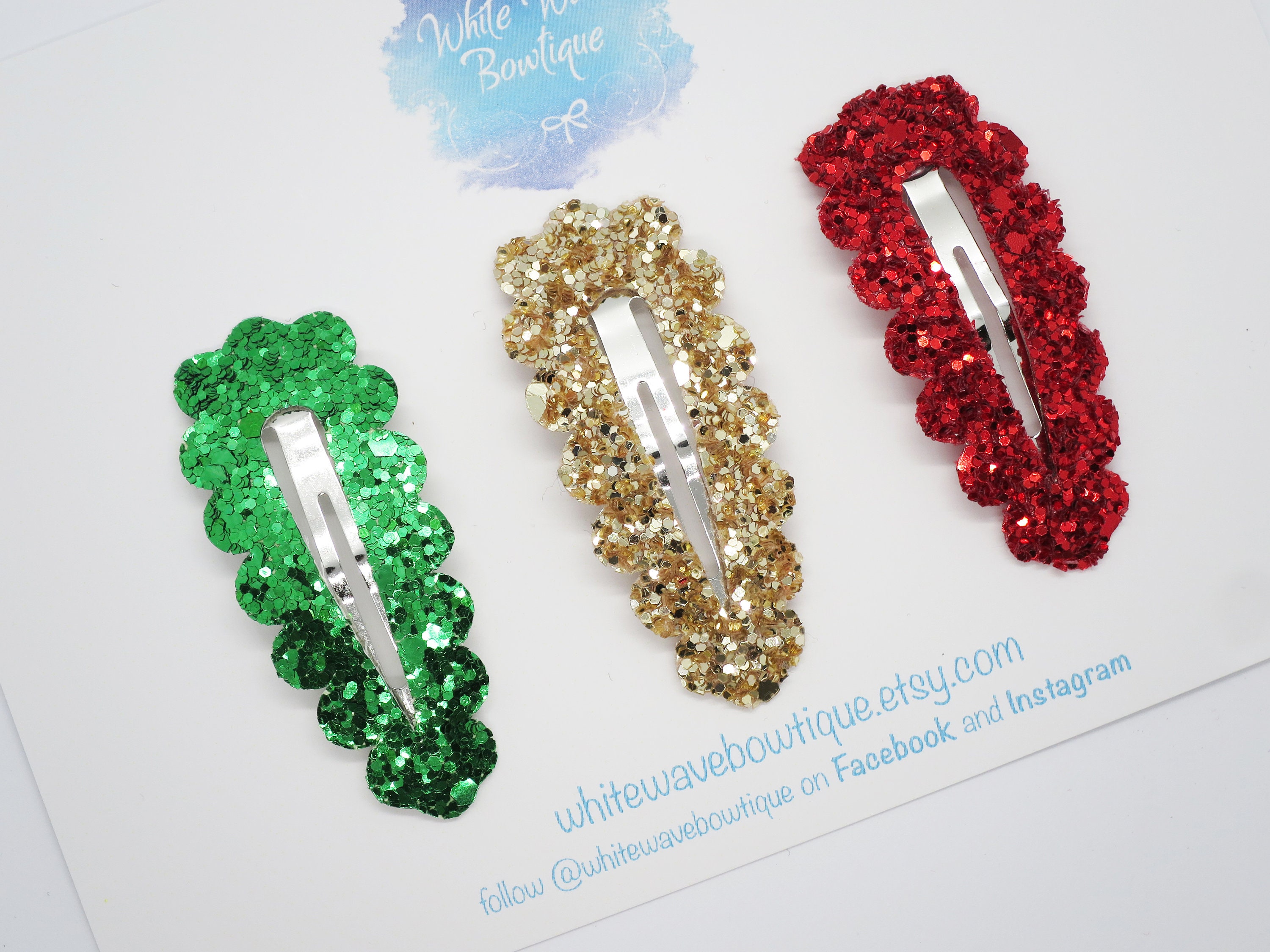 Gold Snap Clip Set, Scallop Glitter Snap Clip, School Clips, Hair Clip ...