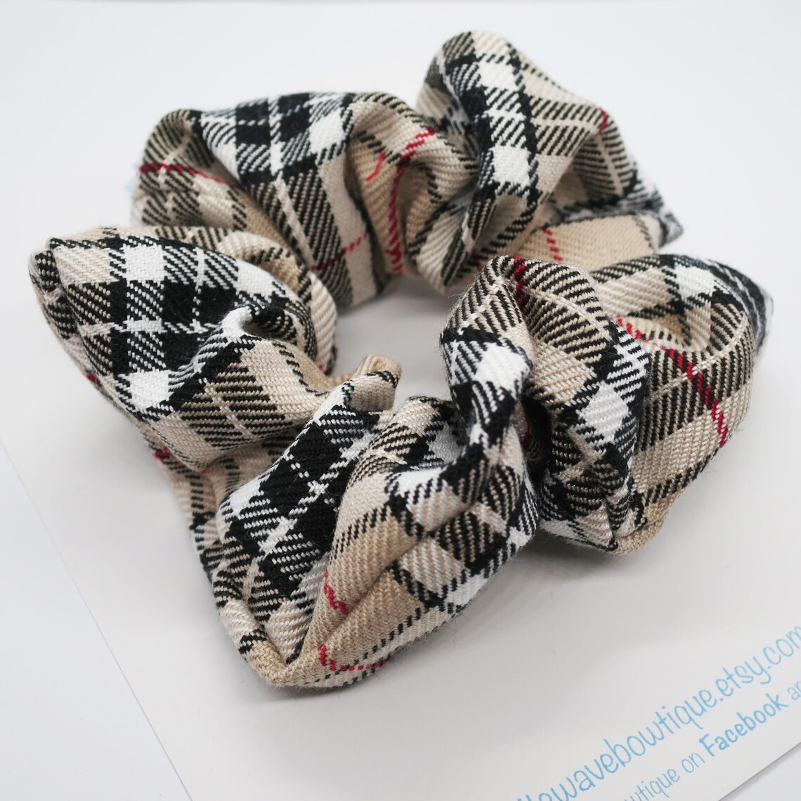 Tartan Scrunchie, Caramel Tartan Hair Band, Festive Hair Tie, Stretchy ...