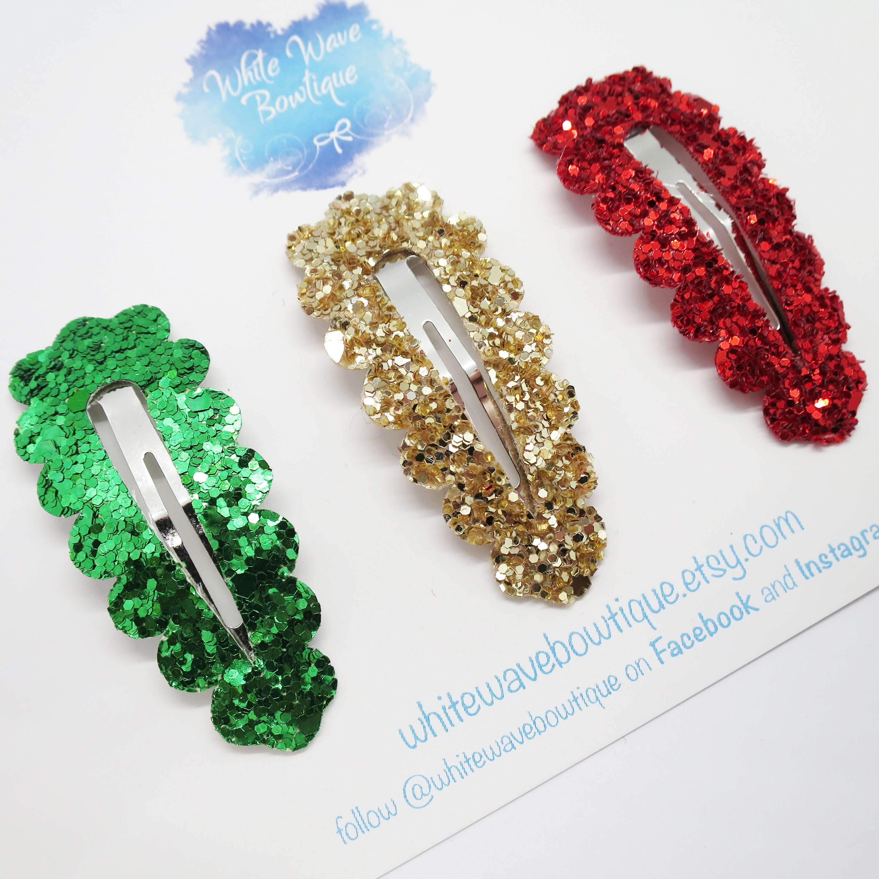 Gold Snap Clip Set, Scallop Glitter Snap Clip, School Clips, Hair Clip ...