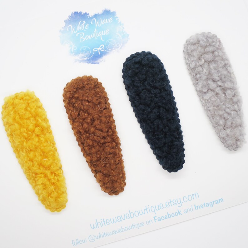 Soft Snap Clips Teddy fur clip plush hair clip faux fur | Etsy