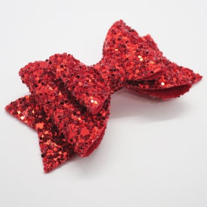 Red Hair Bow, Christmas Bow, Glitter Hair Clip, Baby Headband, School ...