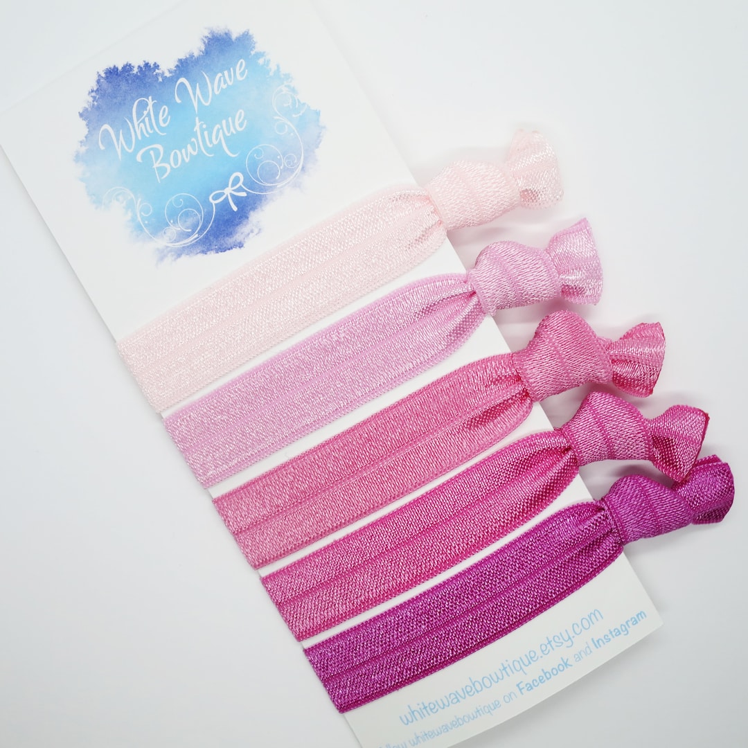 Pink Hair Ties, Ombre Hairbands, Fold Over Elastic, Ponytail Holder ...