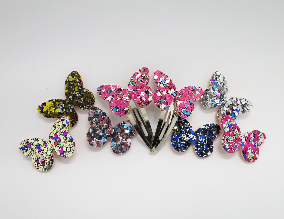 Glitter Butterfly Clips Butterfly Hair Clip Glitter Snap | Etsy
