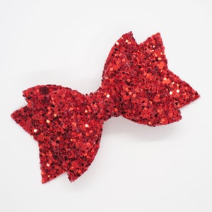 Red Hair Bow, Christmas Bow, Glitter Hair Clip, Baby Headband, School ...