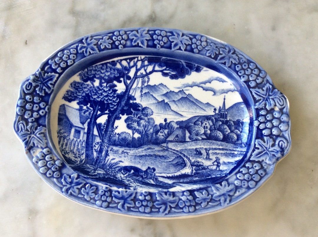 Plate Cute Small Mini Plate Blue & White Victorian 105383E - Etsy