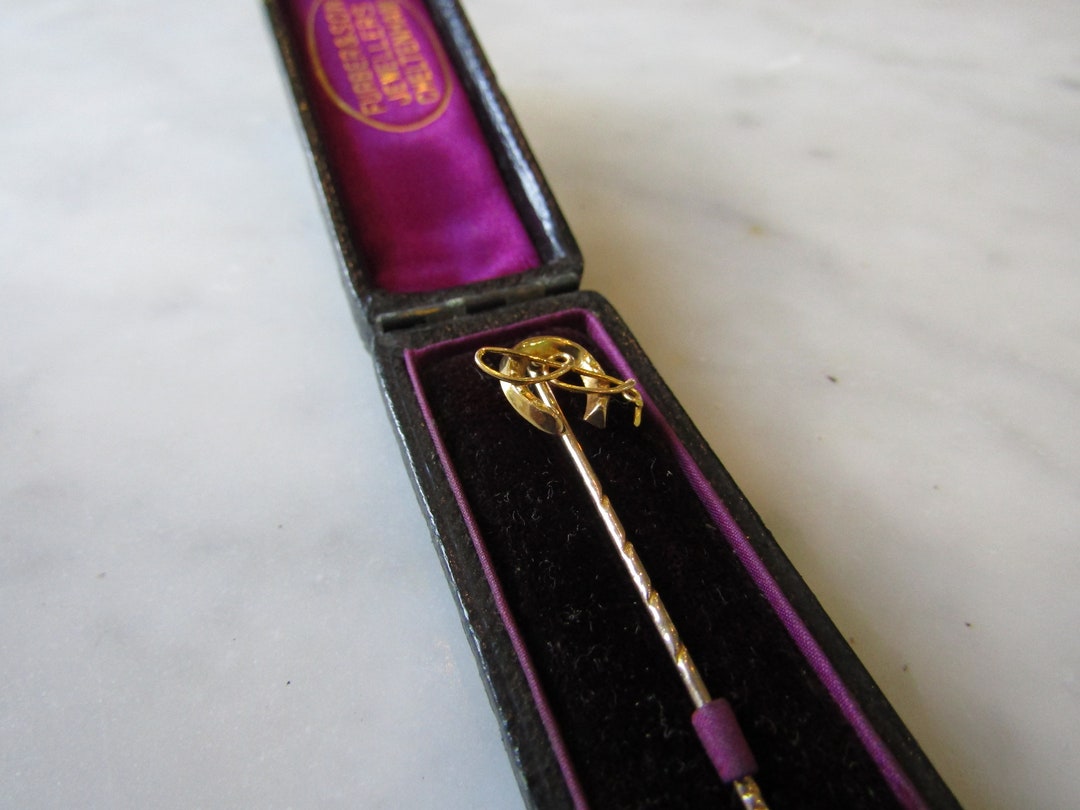 Stick Pin 9CT Gold Horseshoe & Crop Stock Pin Victorian (107908E) - Etsy
