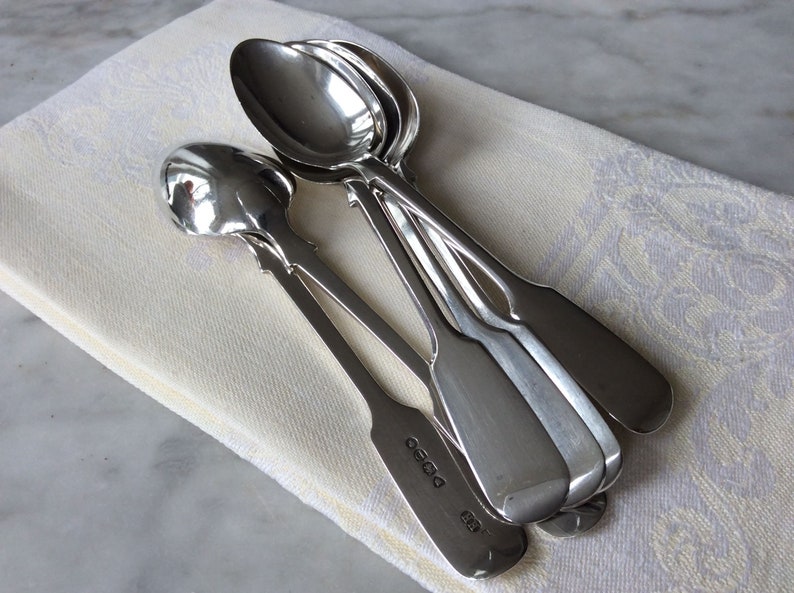 Dessert Spoons Fiddle Pattern Set Six Sterling Silver 1935 - Etsy