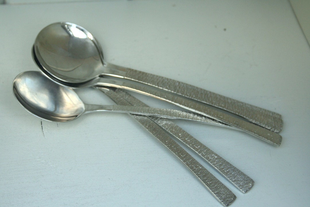 Spoons Dessert Rat Gerald Benney Set Six 1960s Stainless Steel (107144E ...