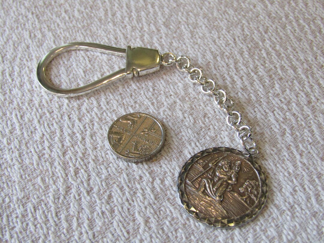 St Christopher Sterling Silver Key Ring 1970s (EE13E) - Etsy