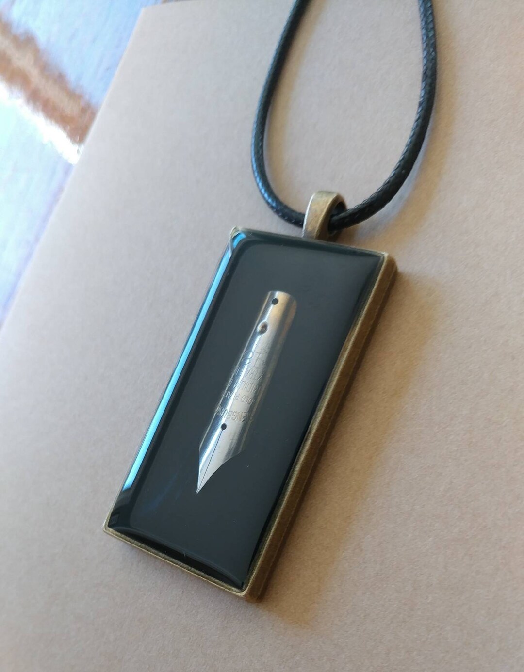 Fountain Pen Pendant Necklace With Silver Nib Sealed in Clear Resin - Etsy