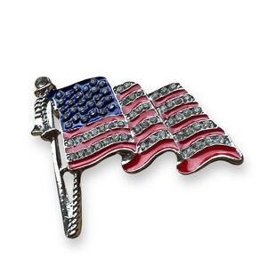 AMERICAN Flag Rhinestone Pin, Vintage Brooch, USA Jewelry, Flag Pin - Etsy