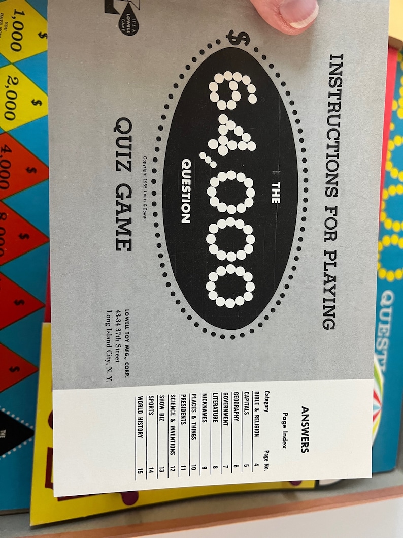 1955 Revlon's 64,000 Dollar Question TV Quiz Show Board Game, Pristine ...